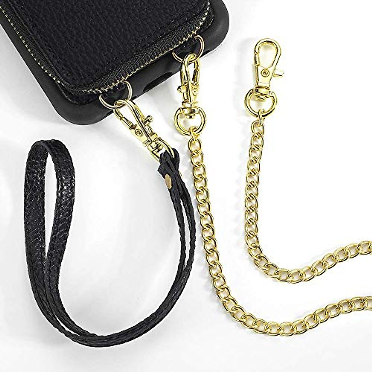 ZVE iPhone 7 Plus/8 Plus Wallet Case (Black)+ Black Replacement Strap