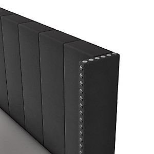 FANYHOM Queen Size Tufted Upholstered Bed Frame Low Profile Velvet Bed Frame Platform with Raised Wingback Headboard/No Box Spring Required/Wood Slat Support/Black