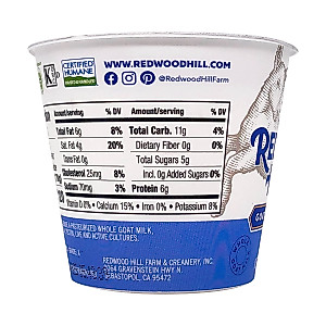 Redwood Hill Farm, Goat Milk Yogurt, Plain, 6 oz
