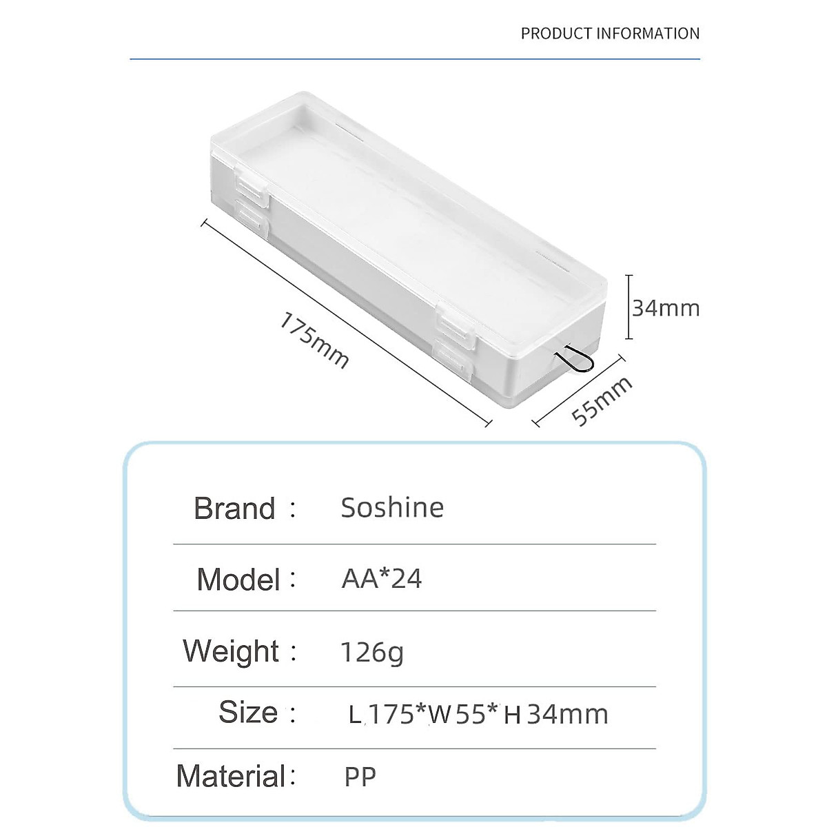 Soshine Battery Organizer Storage Box,Battery Holder Case for 24 pcs AA Batteries