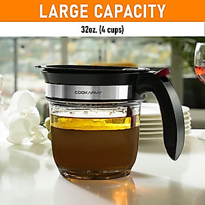 Cook Army Fat Separator with Bottom Release – 4 Cup Gravy Separator for Cooking with Oil Strainer, Kitchen Grease Separator -the perfect Kitchen Gadget plus a 3-1 Multifunctional Vegetable Peeler