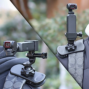 Osmo Pocket Backpack Quick Clip Mount,360 Degree Rotation Backpack Strap Knapsack Shoulder Mount with Extended Border Compatible with DJI Osmo Pocket,Osmo Pocket 2