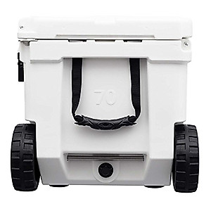 Driftsun 70qt Wheeled Ice Chest - Heavy Duty, High Performance Roto-Molded Commercial Grade Insulated Rolling Cooler (White)