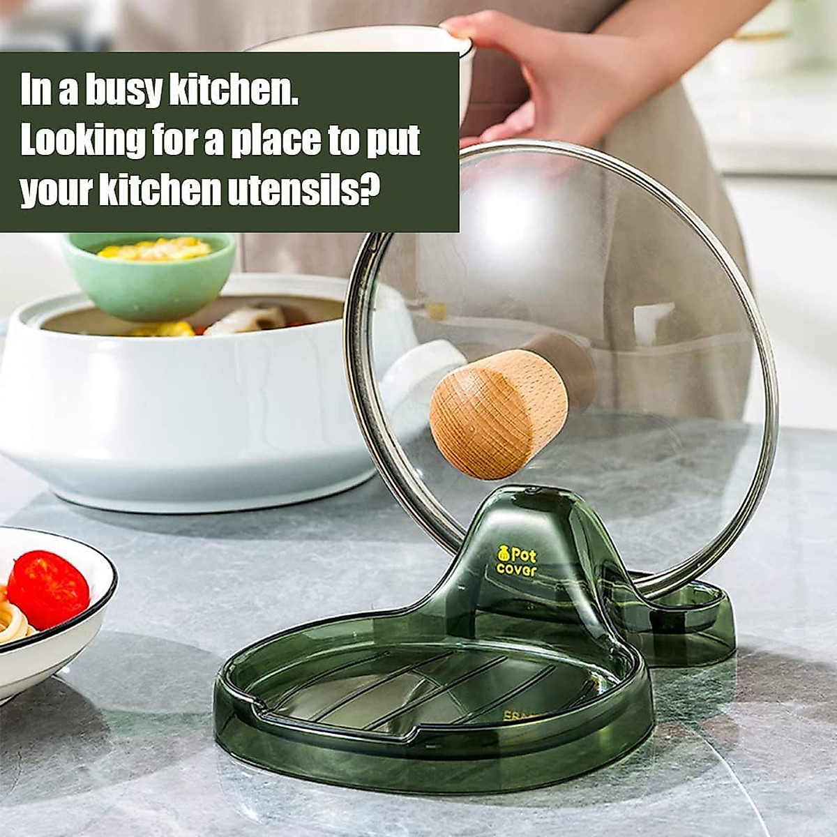 Multifunction Kitchen Spatula Rack, 2023 New Multifunction Kitchen Spatula Rack, Versatile Pot Lid Ladle Holder, Food Grade Plastic Spoon Holder for Multiple Utensils (F)