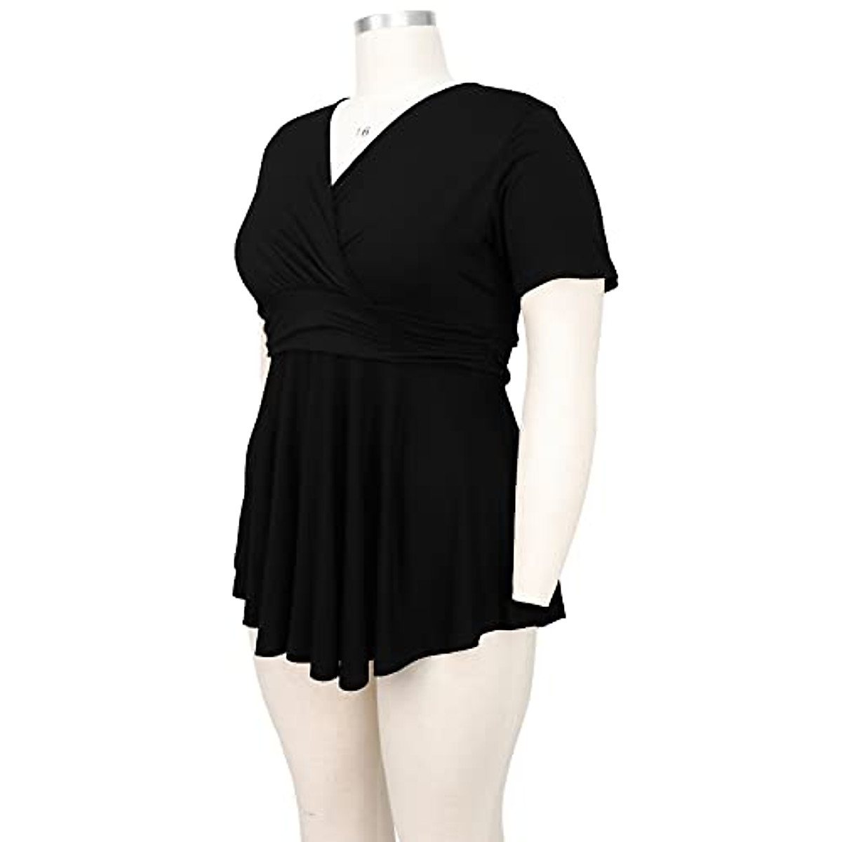 ALLEGRACE Plus Size Tunics Women Short Sleeve Summer Floral Tunic Tops for Leggings Black 3X