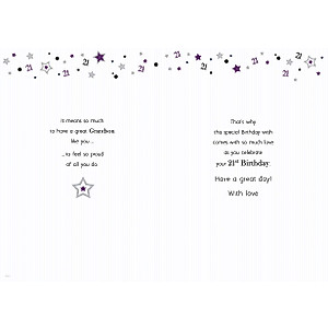 Piccadilly Greetings Group Ltd Stunning TOP Range A Very Special Grandson ON Your 21ST Birthday Greeting Card, Blue, 10 x 7