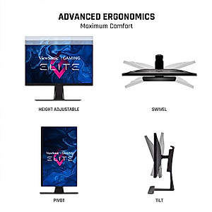 ViewSonic XG250 25 Inch 1080P 1MS 280Hz IPS Gaming Monitor With GSYNC Compatible, HDR400, RGB Lighting, And Advanced Ergonomics For Esports