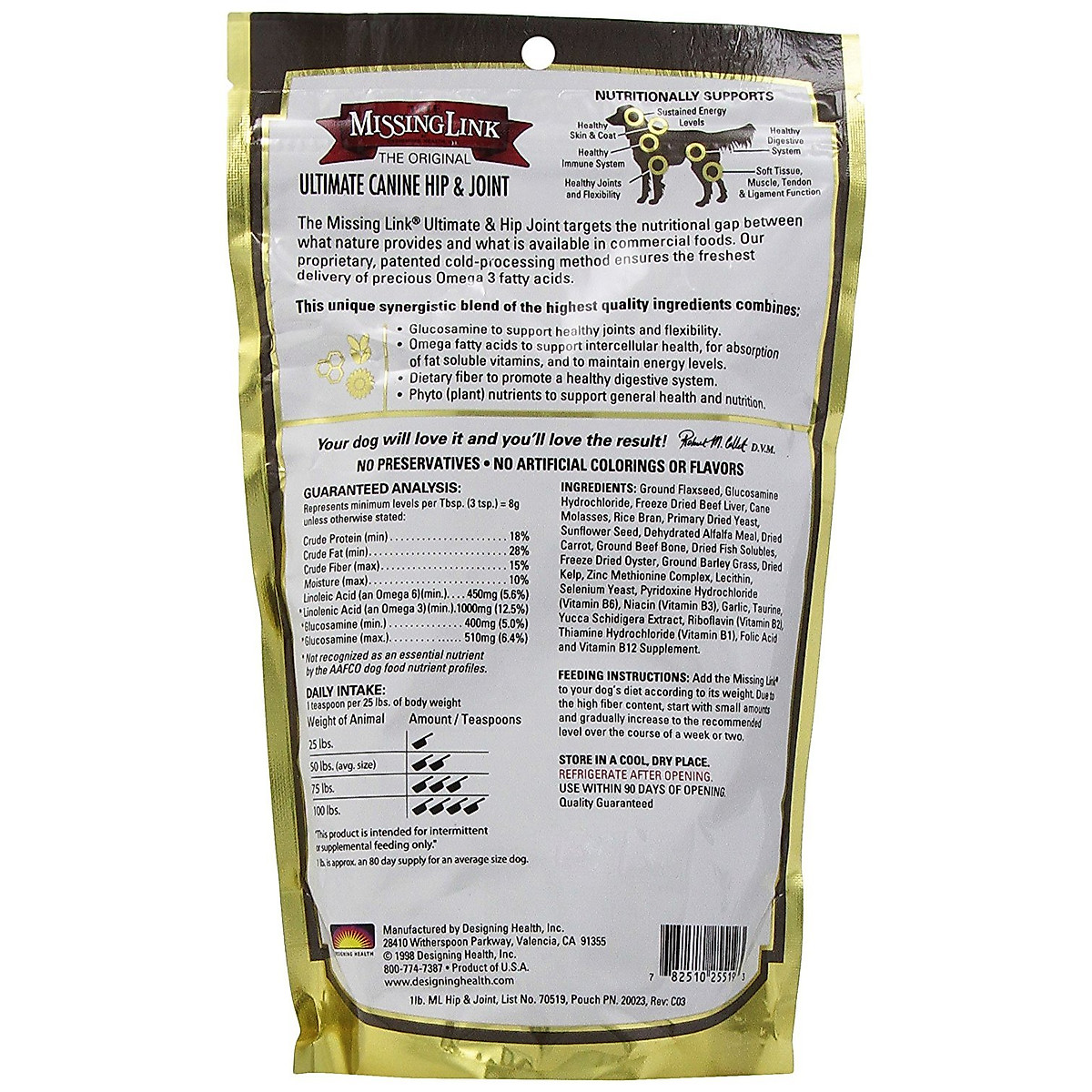 The Missing Link® Original Hips & Joints Powder Supplement for All Adult Dogs – 1 lb