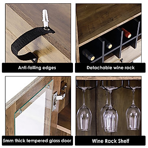 SogesGame Wine Cabinet Bar Cabinets for Liquor Wine Storage Rack Liquor Cabinet Bar Wine Cabinet for Liquor, Freestanding Wine Rack Buffet and Sideboards with Glass Holder for Living Room, Dining Room