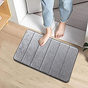 Memory Foam Bath Mats, Bathroom Rugs Memory Foam, Super Absorbent Soft Bath Mat Rug, Non Slip Waterproof Quick Dry Washable Burgundy Bathroom Mat Rug, Tapete para Baño, Alfombra De Baño, 17" x 24"