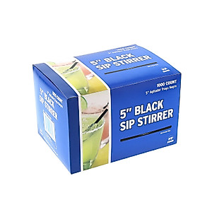 Royal 5" Black Sip Straw, Package of 1000