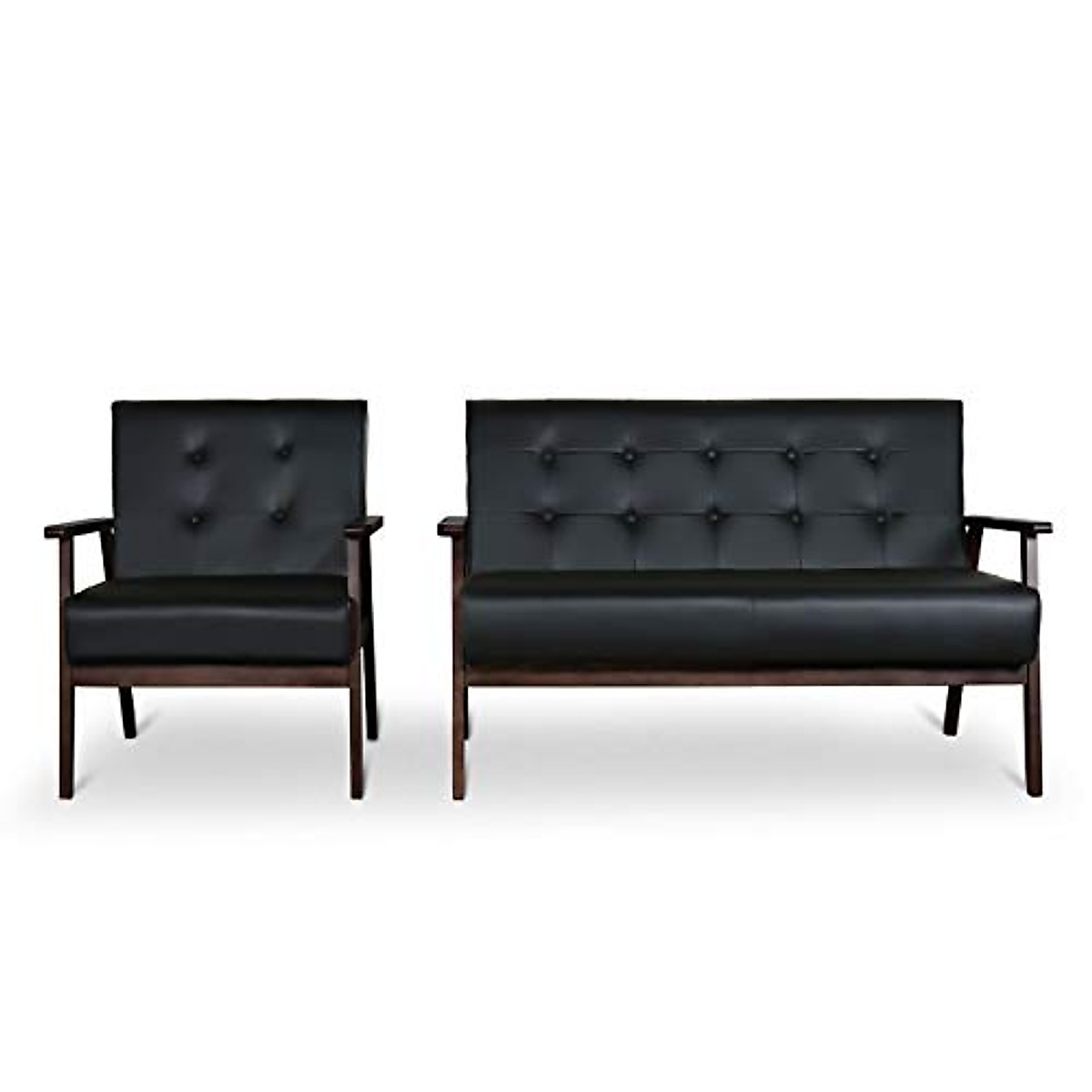 JIASTING Mid-Century Retro Modern Living Room Sofa Set with Loveseat and Seating Sofa Chair, Couch and Lounge Chairs