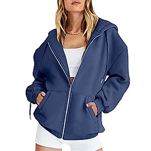 ANRABESS Oversized Hoodies for Women Long Sleeve Hooded Sweater Fall Jacket Fleece Sweatshirt Casual Comfy 2023 Trendy Y2K Clothes Teen Girls A989dianlan-M Navy Blue