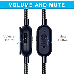 G433 Cable, Braided Replacement Extension Cord with Mic Mute Volume Control Clip for Logitech G433 G233 G Pro X Gaming Headset - Blue