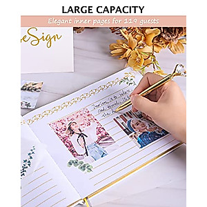 Wedding Guest Book - Guest Book Wedding Reception with Pens - 9x7'' Personalized Wedding Guestbook Photo Album Sign in Book - Gold Foil Hardcover & Gilded Edges, for Weddings, Baby Shower, Party