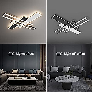 OKES LED Ceiling Light Fixture,85W Flush Mount Ceiling Lights with Remote,Black Square Acrylic Modern Ceiling Lamp for Bedroom,Kitchen,Living Room,Study Dimmable/3000-6000K