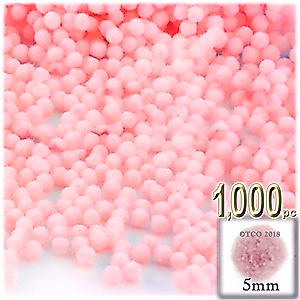 The Crafts Outlet Polyester Pom Poms, Solid Color, 5mm/0.20-inch, 200-pc, Light Pink