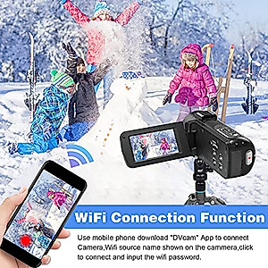 DSOEKEU Video Camera Camcorder 1080P 36 MP Full HD Video Camera for YouTube with WiFi Vlogging Camera IR Night Vision Digital Camera Recorder 16X Digital Remote Control Camcorders Camera,1 Battery