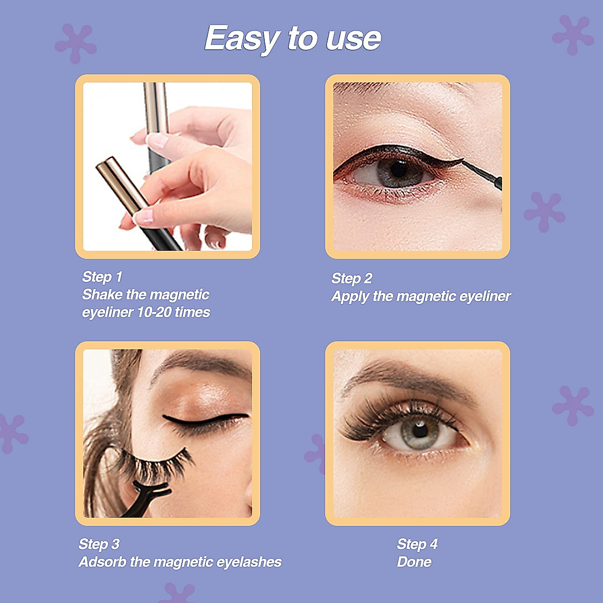 Ailun Magnetic Eyeliner and Eyelashes Kit Volume Fluffy Natural look False Eyelashes 5 Pairs Wispies Long Extension Eyelashes with Tweezers,Easy to Wear,Resuable and No Glue