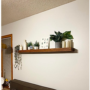 Joel's Antiques |48 inch Floating Shelves for Wall | Natural Wood, Easy Install | Heavy Duty Rustic Book Shelves | Bathroom, Kitchen, Living Room | 2 inches Thick | 6 inches deep | Medium Brown