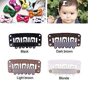 50pcs Hair Extensions Clips U-Shape Stainless Steel Snap Clips for Wigs and Hair Extensions and Hairpieces 30 Assorted Sewing Needles and 2 Rolls Thread (Blonde)