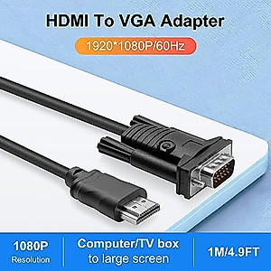 Wiistar HDMI to VGA Cable 1.5m/4.9FT 1080P HDMI to VGA Video Converter Adapter Cable Male to Male Support Computer Laptop PC to Desktop Monitor HDTV Projector
