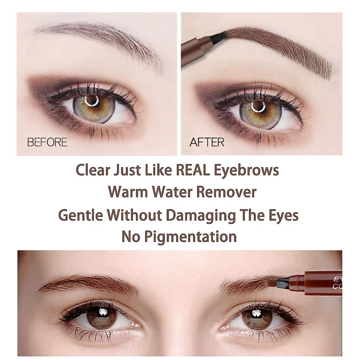 Eyebrow Pen - Upgrade Eyebrow TattooPen, Eyebrow Makeup, Long Lasting, Waterproof and Smudge-proof (Black)