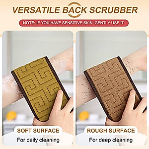 Exfoliating Back Scrubber for Shower, Double-Sided Back Scrub Washcloth with Handles, 38 Inches Body Exfoliator Bath Tool to Clean Your Body Deeply for Men & Women Skin Care (Yellow)