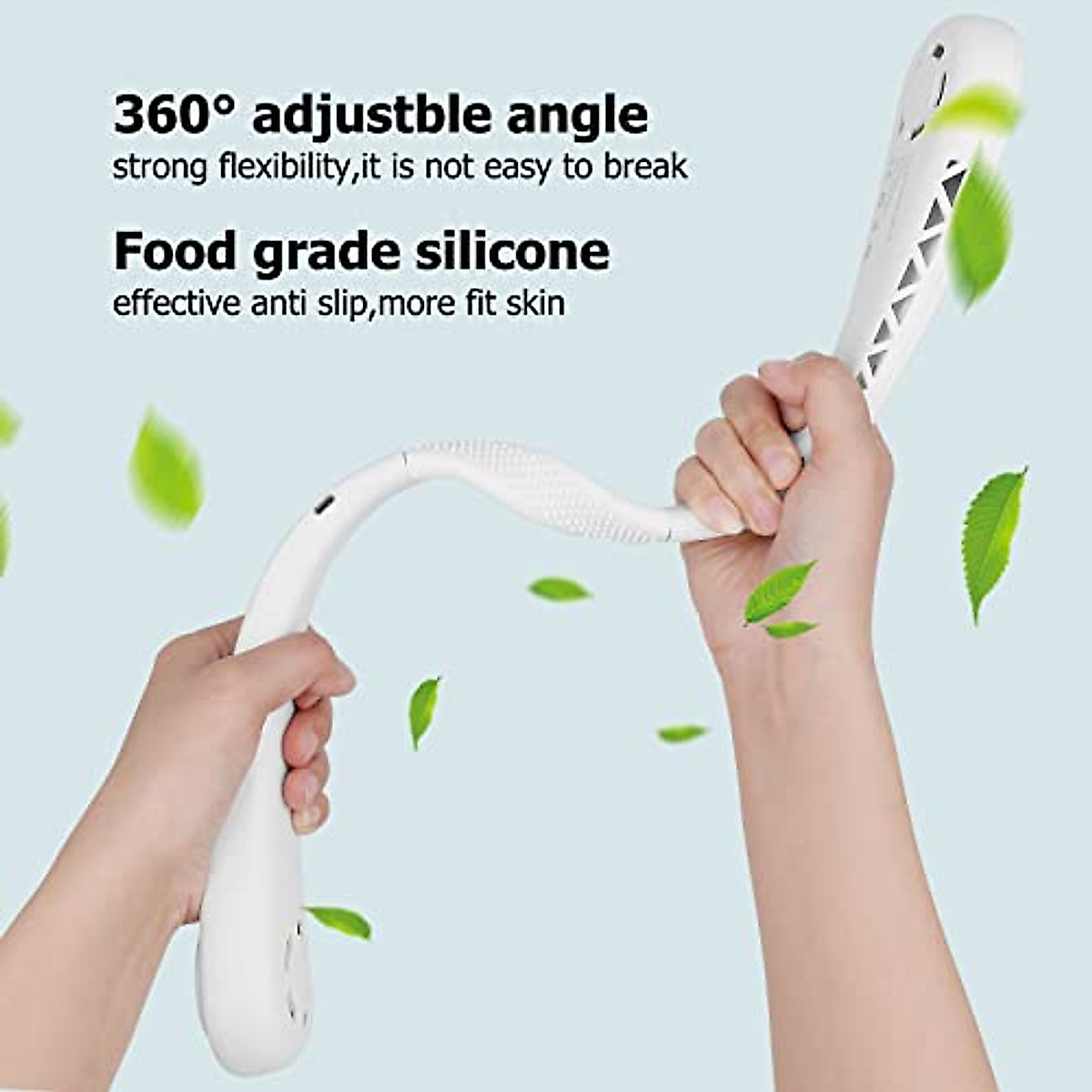 CHHID Rechargeable Portable Neck Fan, 3 Speeds Hands Free Bladeless Fan, 360°Cooling and Quiet Neck Air Conditioner, Adjustable USB Powered Personal Fan, Leafless No Hair Twisting