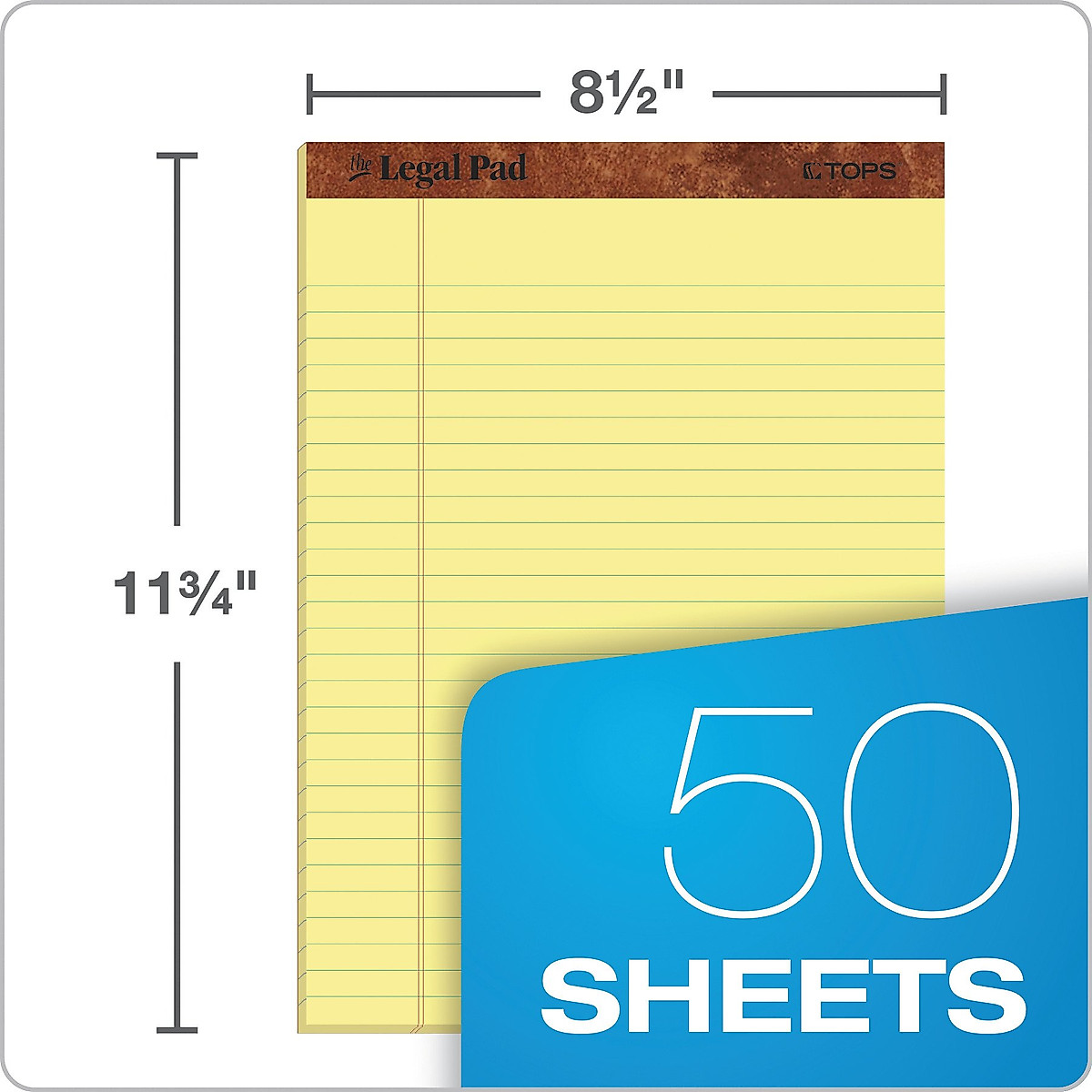 TOPS The Legal Pad Writing Pads, 8-1/2" x 11-3/4", Canary Paper, Legal Rule, 50 Sheets, 12 Pack (7532) & The Legal Pad Writing Pads, 5" x 8", Jr. Legal Rule, Canary Paper, 50 Sheets, 12 Pack (7501)