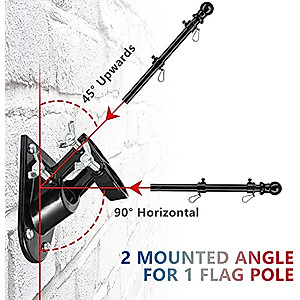 Black Flag Pole for House - 5FT Flagpole Kit for American Flag - 3x5, 4x6 Flag Heavy Garden flagpole-Professional Metal Flag Pole for House Garden Yard Residential or Commercial Two-Position Bracket