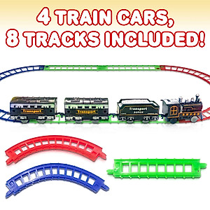 ArtCreativity Train Set for Kids, Battery-Operated Toy Train with 4 Cars and Tracks, Durable Plastic, Cute Christmas Holiday Train for Under The Tree, Great Gift Idea for Boys and Girls