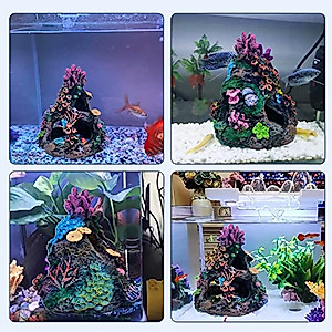 PINVNBY Coral Aquarium Decoration Fish Tank Resin Rock Mountain Cave Ornaments Betta Fish House for Betta Sleep Rest Hide Play Breed