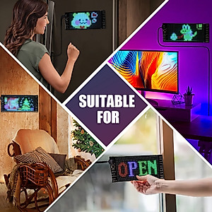 RAYHOME LED Sign for Car, 7''x3''Flexible LED Matrix Panel USB 5V Bluetooth Application Control DIY Programmable Scrolling LED Sign for Car Party Wedding Festival