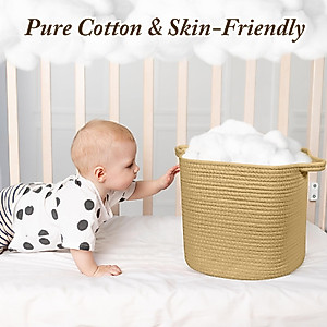 GLCON Cotton Rope Baskets for Organizing - 2 Pack Cube Storage Bins - Woven Basket for Storage - Square Toy Organizer Bins - Storage Cubes for Shelves, Closet - Baby Nursery Bin