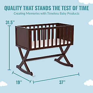 Dream On Me Luna/Haven Cradle, Wood, Espresso, 37x19x31.5 Inch (Pack of 1)