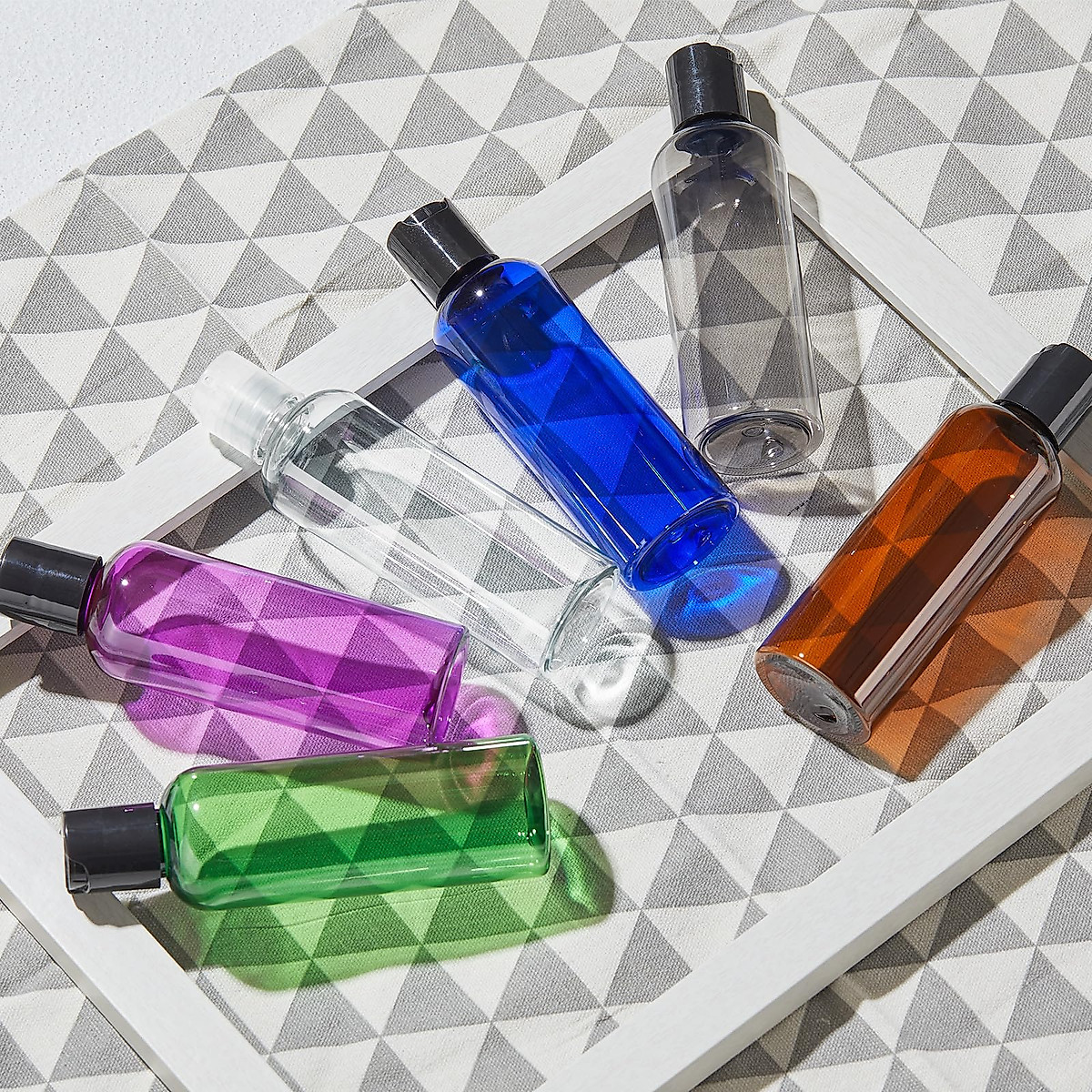 owlyee 3.4 oz Travel Bottles for Toiletries, Empty Travel Size Containers Tsa Approved, 5PCS Small Plastic Shampoo Bottles with Labels (100ml, All Clear)