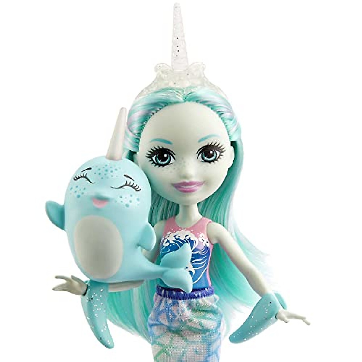 Mattel Enchantimals Naddie Narwhal Doll with Sword Figure, 6-inch Small Doll with Removable Mermaid-Inspired Skirt & Accessories
