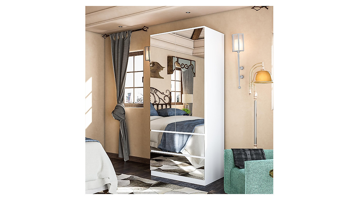 Hitow Wardrobe Armoire with Full Length Mirror