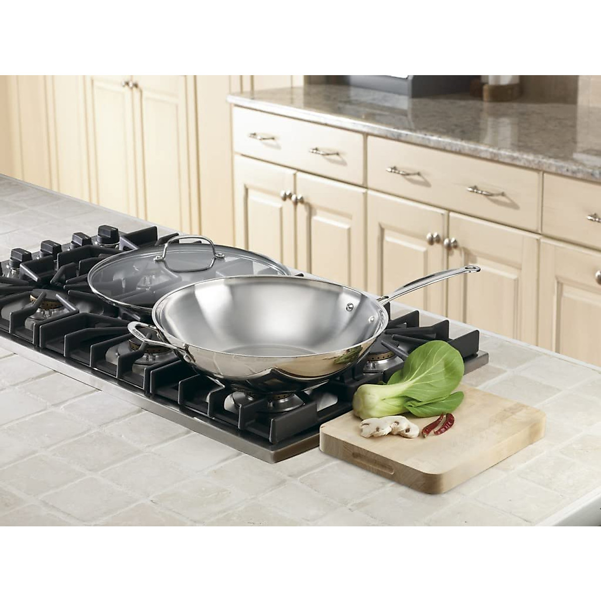 Cuisinart 14-Inch Stir-Fry Pan, Helper Handle and Glass Cover, Chef's Classic Stainless Steel, 726-38H