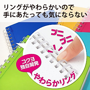 KOKUYO D Shaped Soft Ring Notebook, 5mm Grid Ruled, 70 Sheets, A6, Black, Japan Import (SU-SV457S5-D)