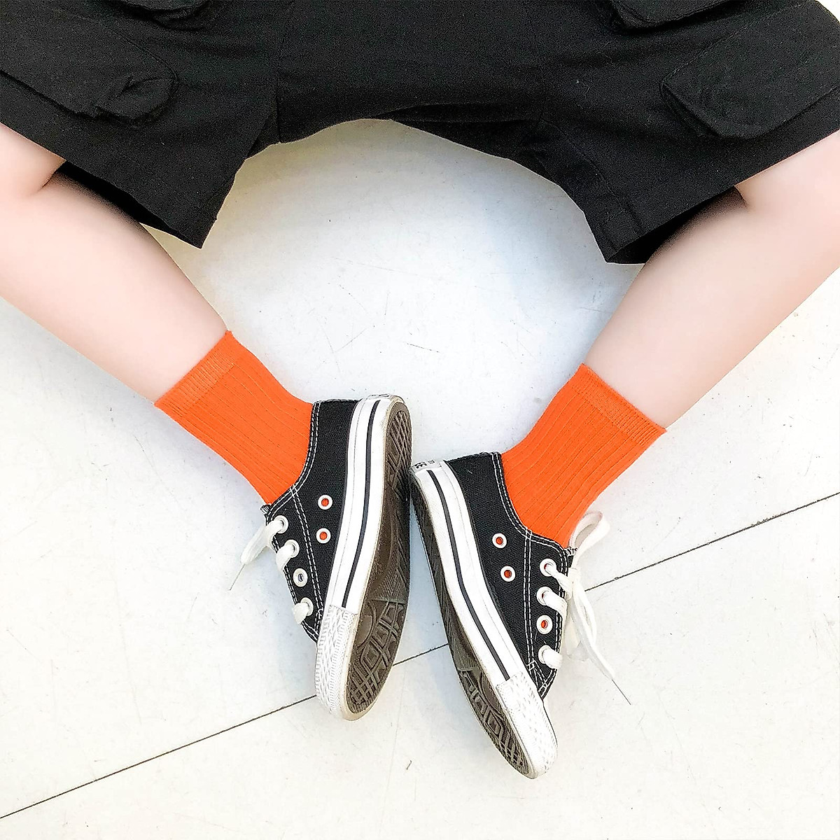 MINI PANDA Little Girl's Socks, Girls Socks Cute,girls Crew Socks 9 Pairs Pack (9 pairs-5, 9-12 Years)