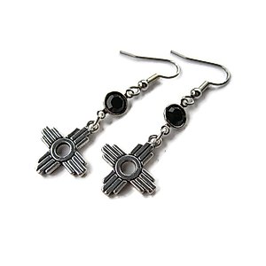 Zia Sun Birthstone Earrings, Personalized Four Directions Jewelry