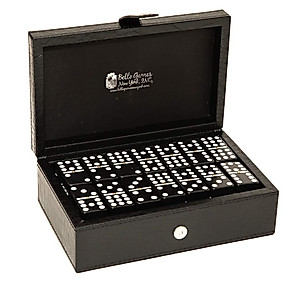 Bello Games New York, Inc. Flushing Meadows Double Nine Black Professional Jumbo Size Tournament Dominoes Set in a Black Leatherette Case