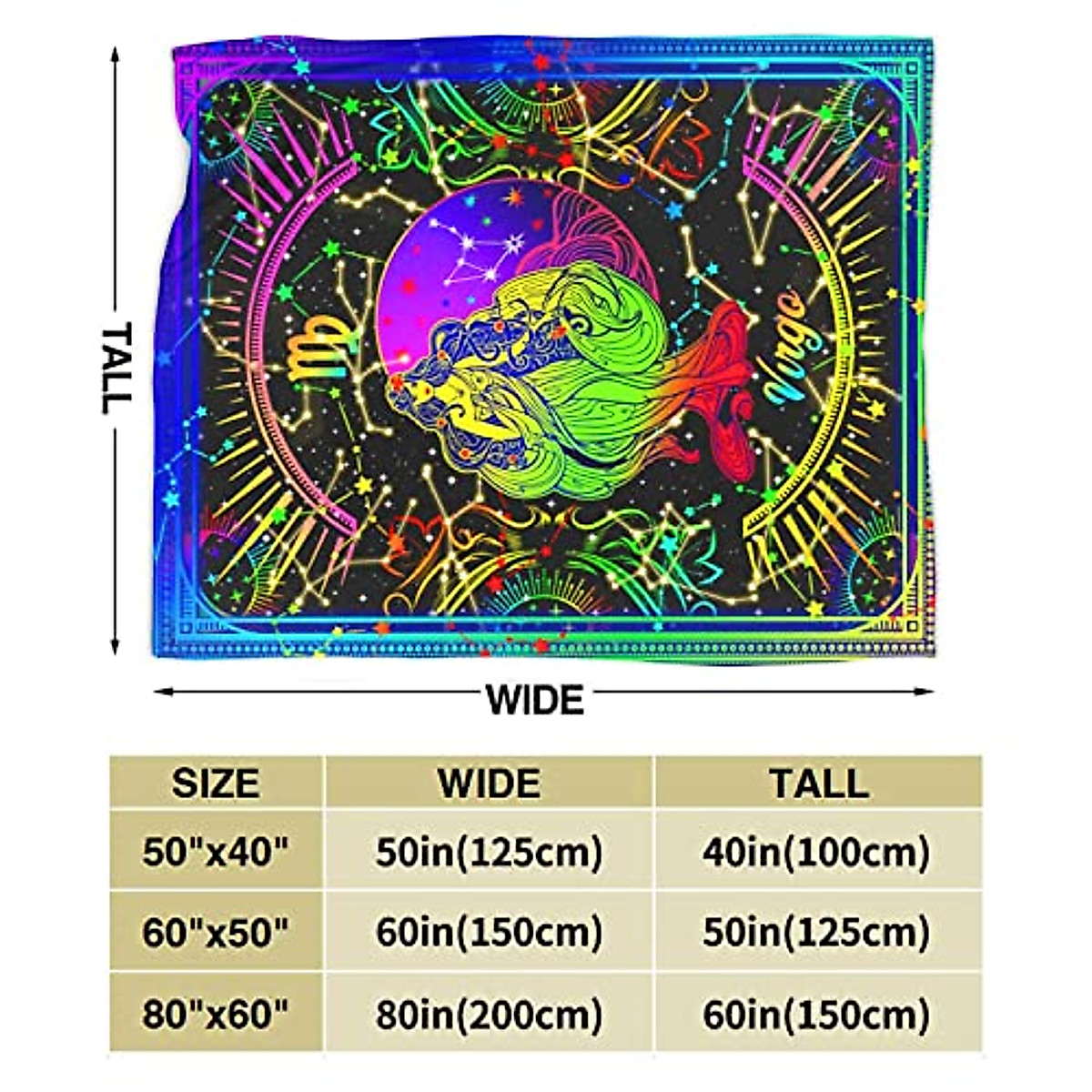 Kaydems Virgo Blanket Flannel Constellations Throw Blankets Zodiac Sign for Couch Bed Sofa Traveling Camping 60"X50"