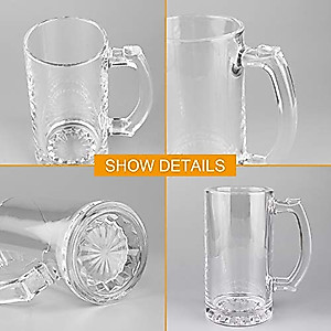 QAPPDA Beer Mugs Set,Glass Mugs With Handle 16oz,Large Beer Glasses For Freezer,Beer Cups Drinking Glasses 500ml,Pub Drinking Mugs Stein Water Cups For Bar,Alcohol,Beverages Set of 8 KTZB02…