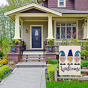 Welcome Baseball Gnome Garden Flag Vertical Double Sided Bat Ball Sport Softball Flag Yard Outdoor Decoration 12.5 x 18 Inch