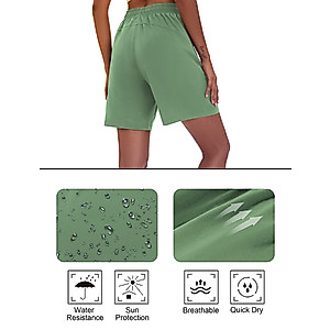 iChunhua Womens 7 Inch Inseam Athletic Shorts Water Resistant Quick Dry for Walking Travel Athletic Golf Bean Green L