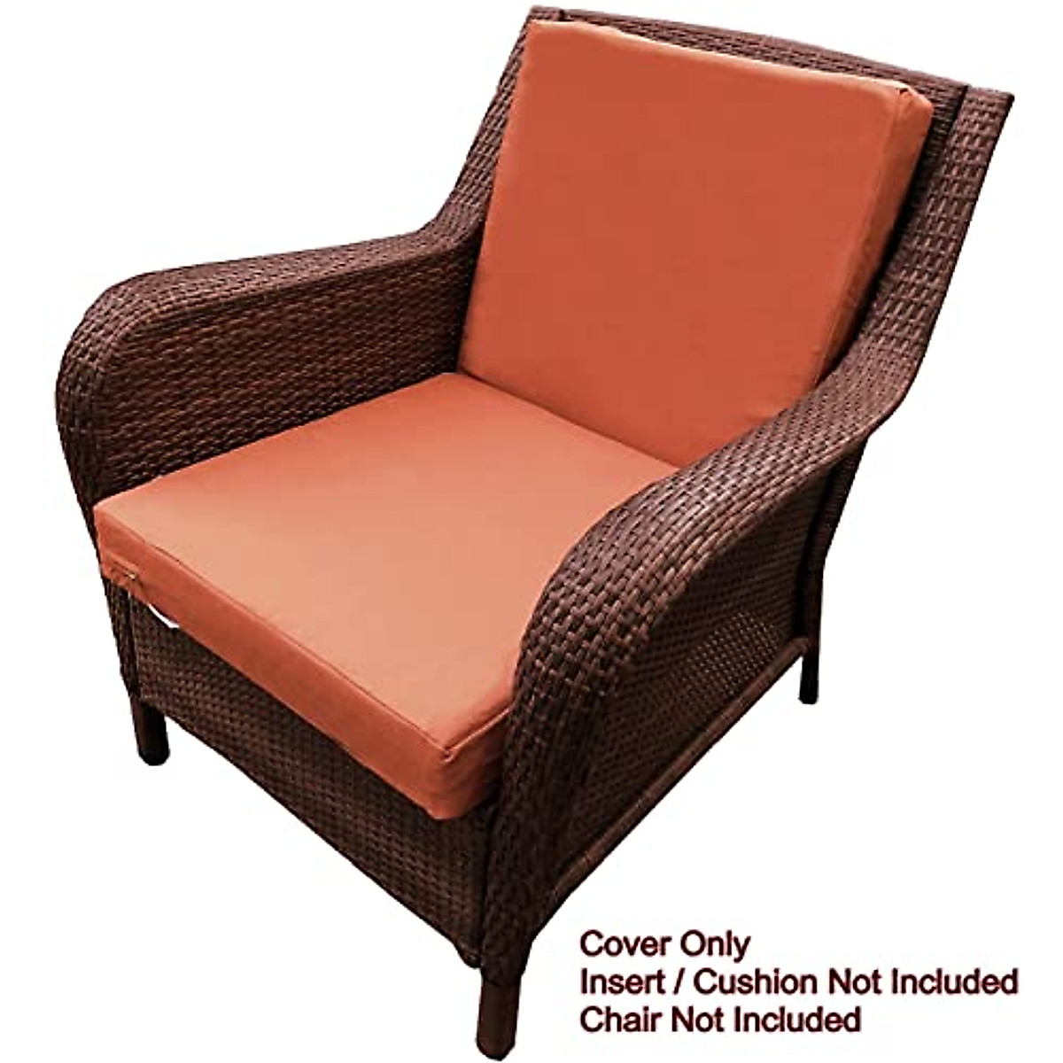 QQbed 4 Pack Outdoor Patio Chair Washable Cushion Pillow Seat Covers Extra Large 24"X22"X4" - Replacement Covers Only (24"X22"X4" 4 Pack, Rust)
