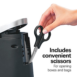 Hamilton Beach Smooth Edge Electric Automatic Kitchen with Easy Push Down Lever, Opens All Standard-Size and Pop-Top Cans, Stainless Steel Scissors, Black and Chrome